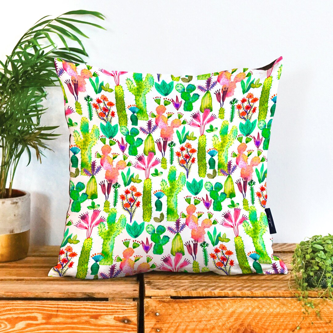 Cactus Patterned Cushion by Ninola Tropical Cacti - Etsy UK