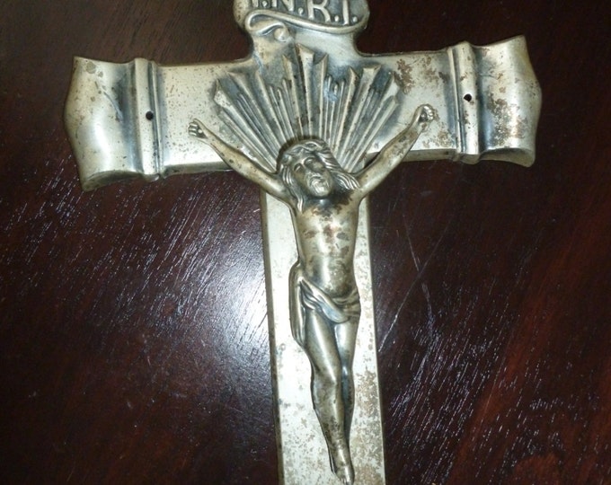 Large Vintage Metal Casket Crucifix Funeral Burial Christian Catholic ...