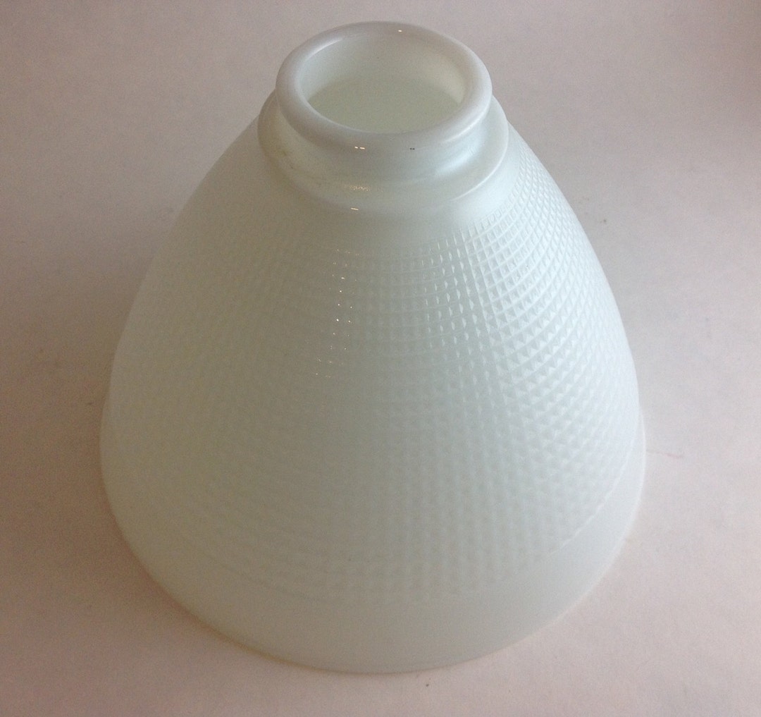 White Milk Glass Waffle Pattern Lamp Light Cover Shade Torchiere Milk ...