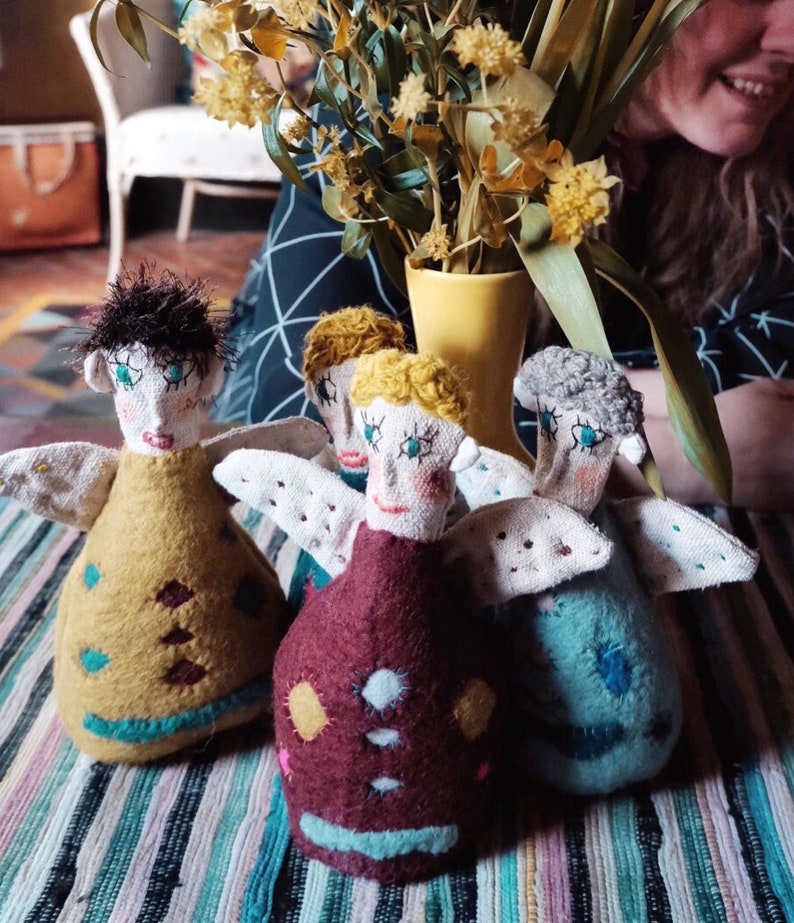 Colourful Wool Felt Angels With Wings and Funky Haircuts. - Etsy UK