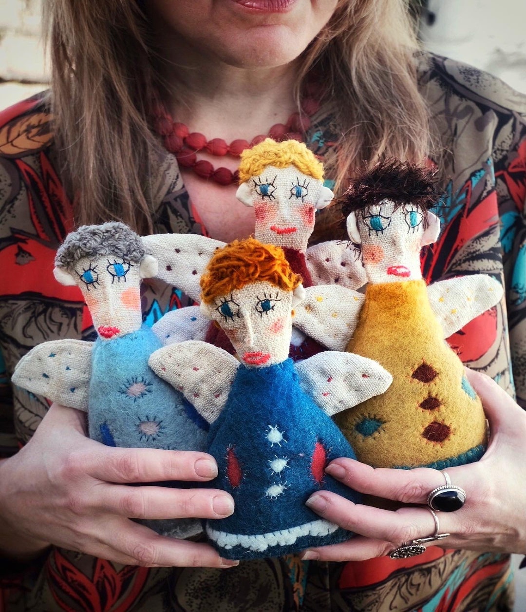 Colourful Wool Felt Angels With Wings and Funky Haircuts. - Etsy
