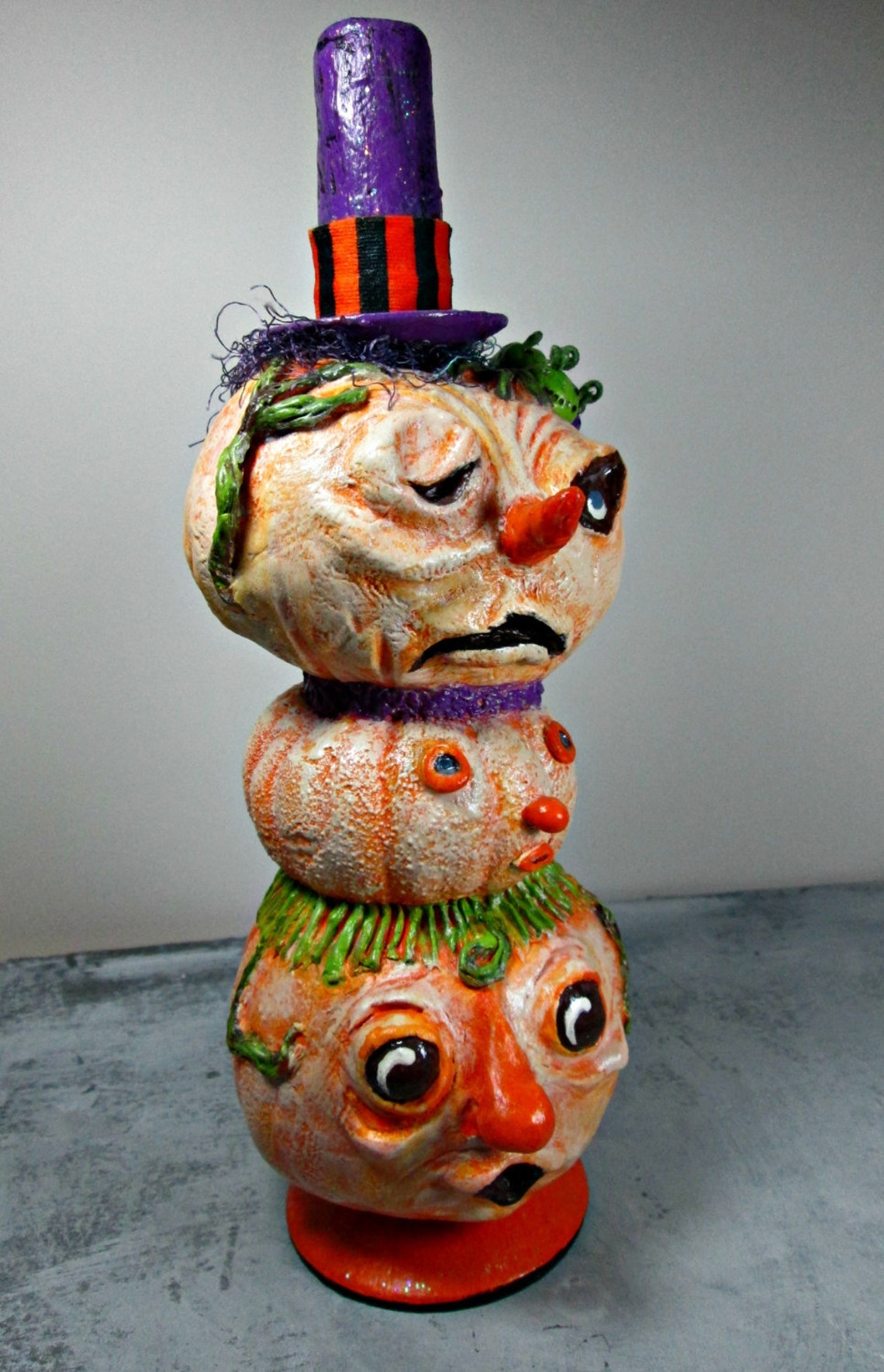 Halloween Pumpkin Totem Family OOAK Unique Stacked Pumpkins - Etsy