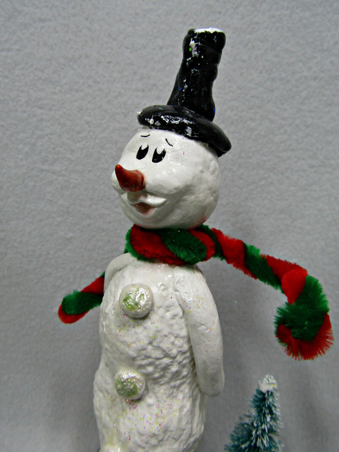 Snowman Paper Mache Folk Art Original OOAK Handmade Winter - Etsy