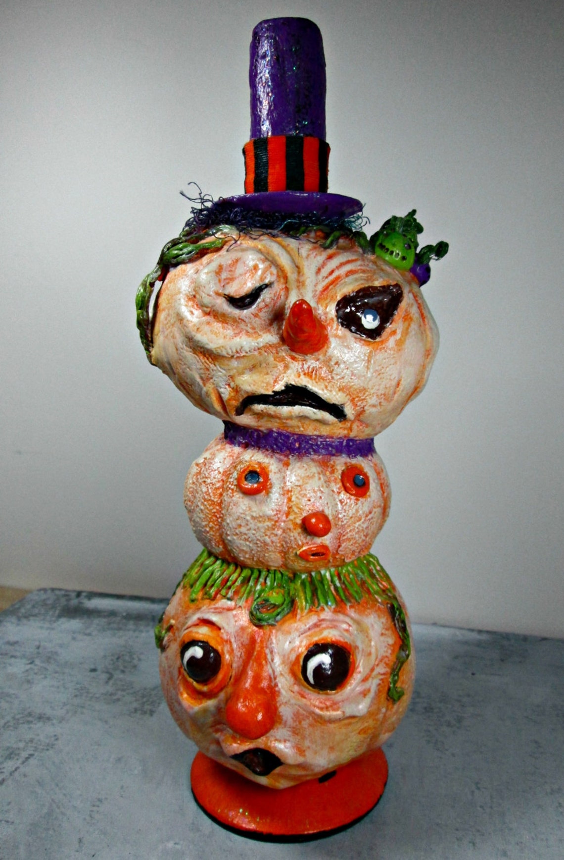 Halloween Pumpkin Totem Family OOAK Unique Stacked Pumpkins - Etsy