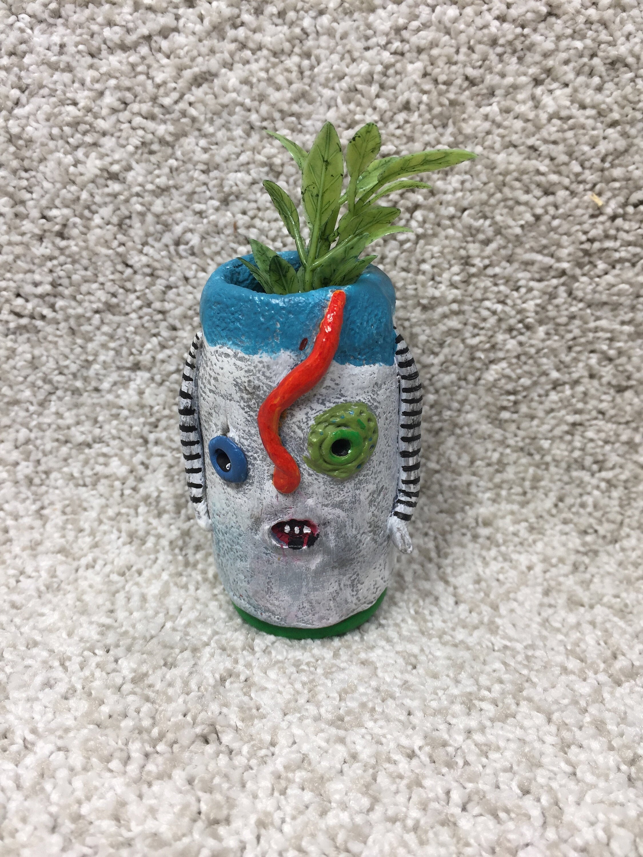 Handmade Clay Pot Whimsical Face Pot Home Decoration For Air | Etsy
