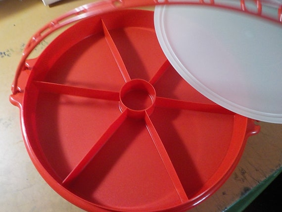 Vintage Tupperware Party Susan Divided Serving Tray #405 party Lid 224 ...