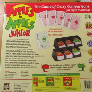 Apples to Apples Junior Board Game Complete USA Shipping - Etsy