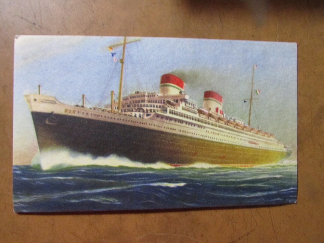 Vintage Rex Steam Cruise Ship Tourist Historical Postcard Free USA ...