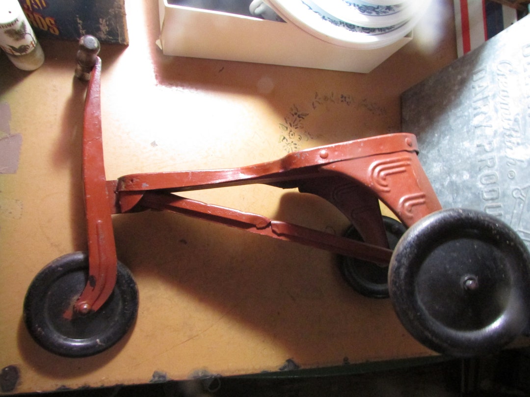 Child's ANTIQUE Wood Metal TRICYCLE Black Metal Wheels Vintage ...