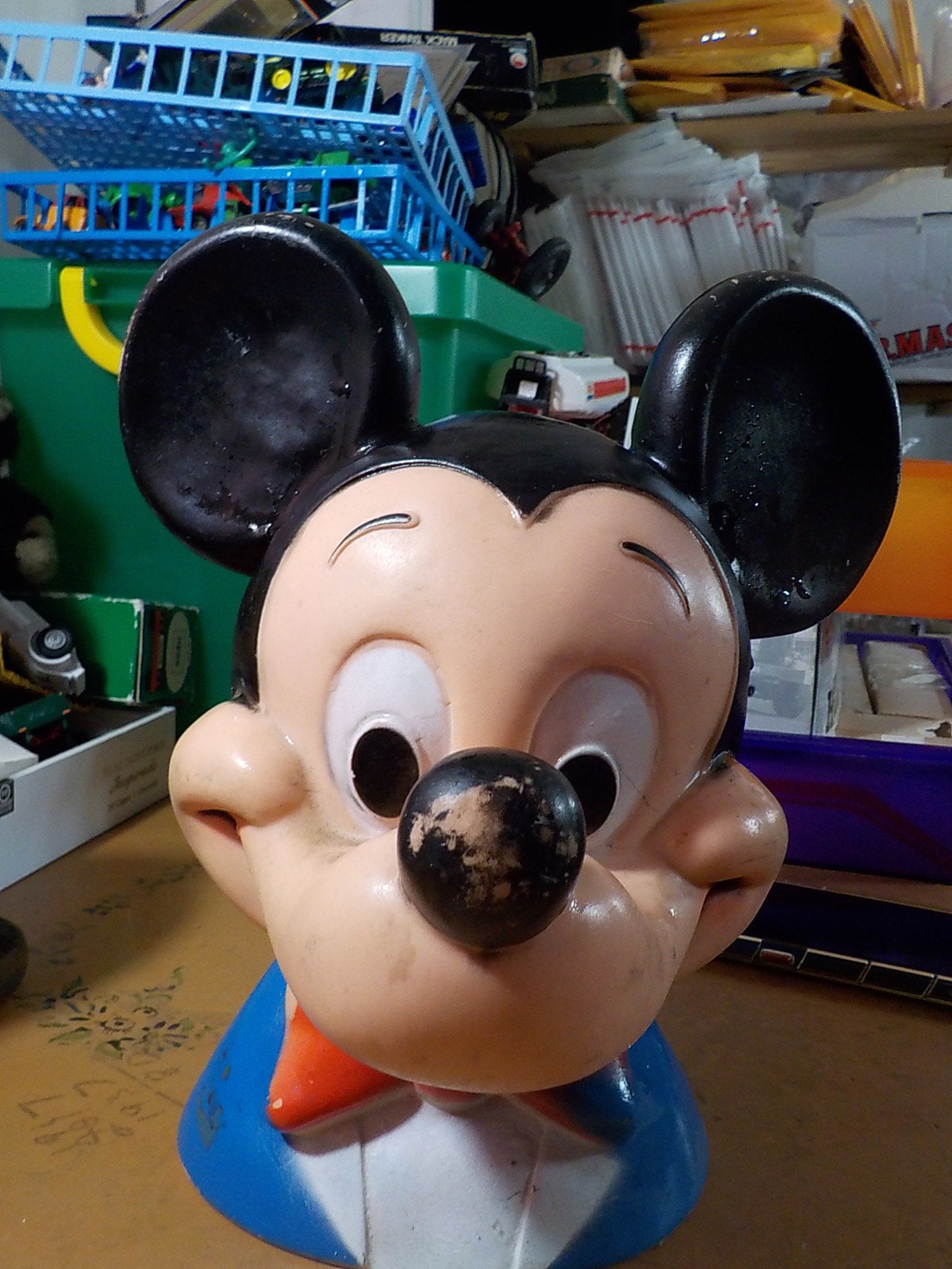 Vintage 1971 WALT DISNEY Mickey Mouse Head Bust Plastic Coin Piggy Bank ...