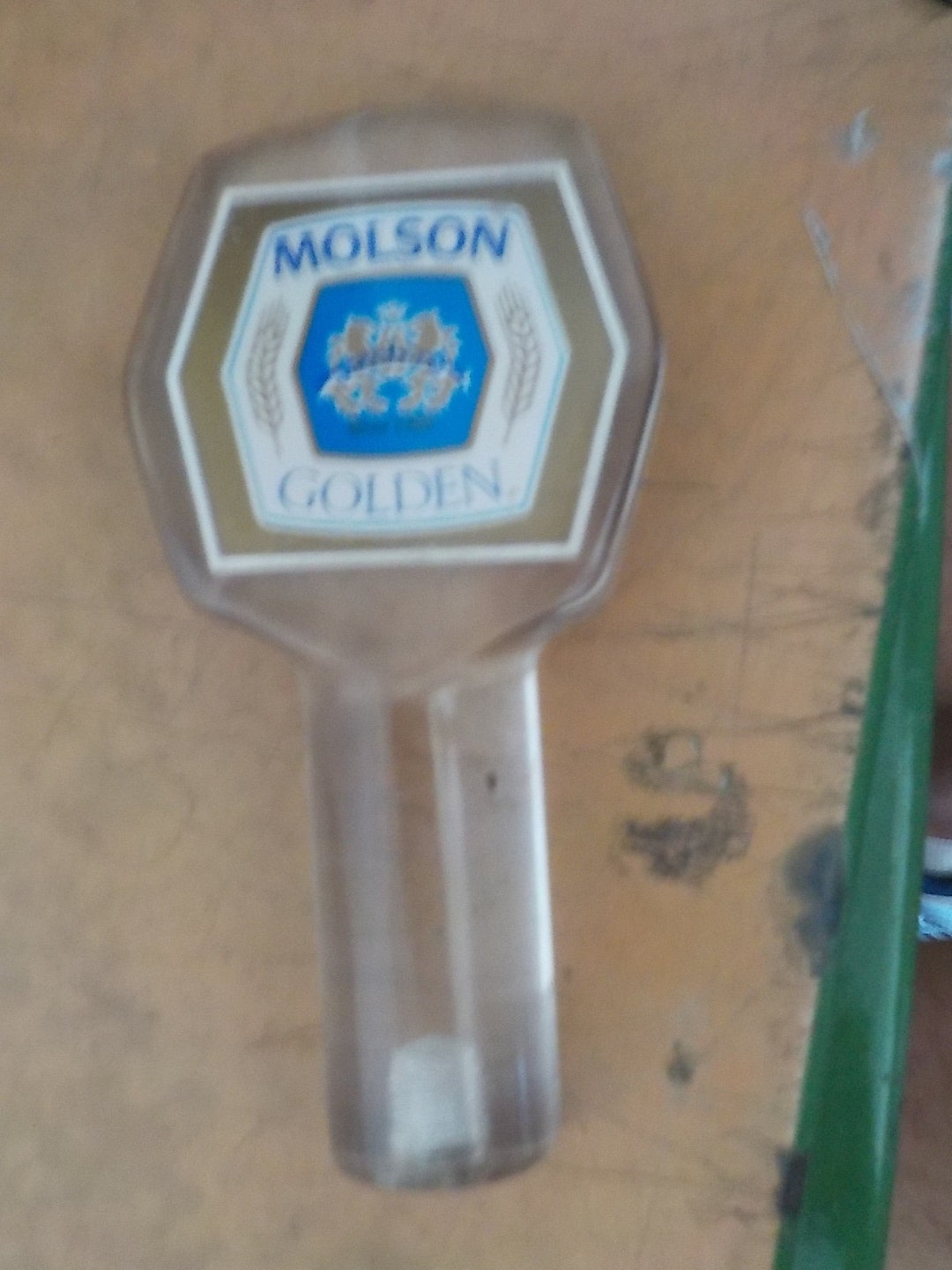 Vintage Molson Golden 2-sided Acrylic Draft Beer Tap Handle Mancave Bar ...