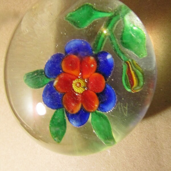 Vintage Flowers Paperweight Glass - Etsy