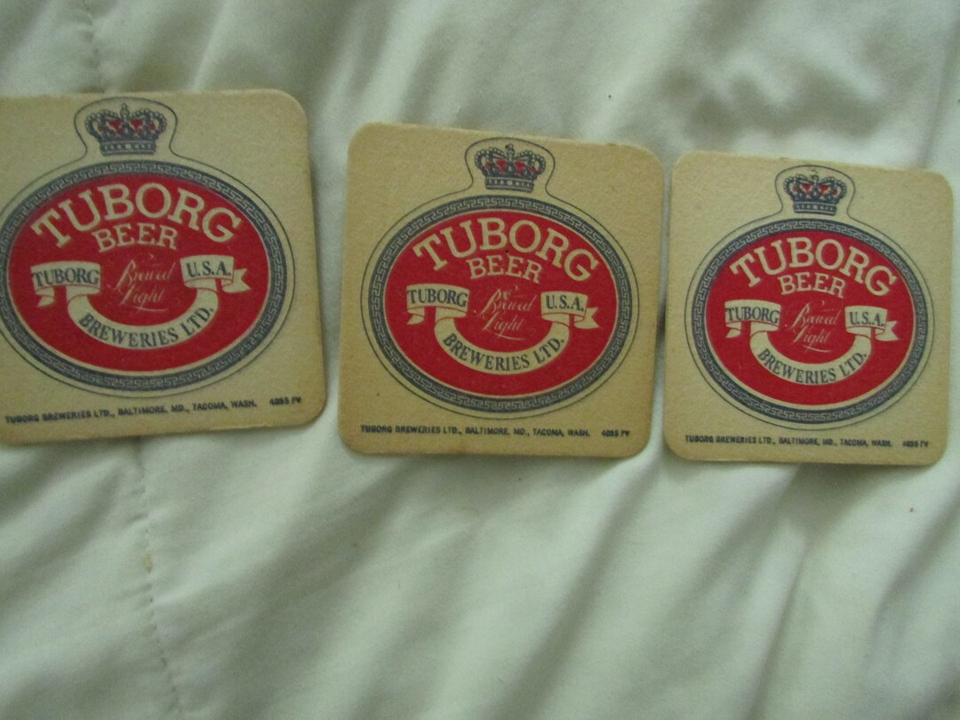 3 Tuborg Beer Coasters Barroom Man Cave Bar Advertising Free USA ...