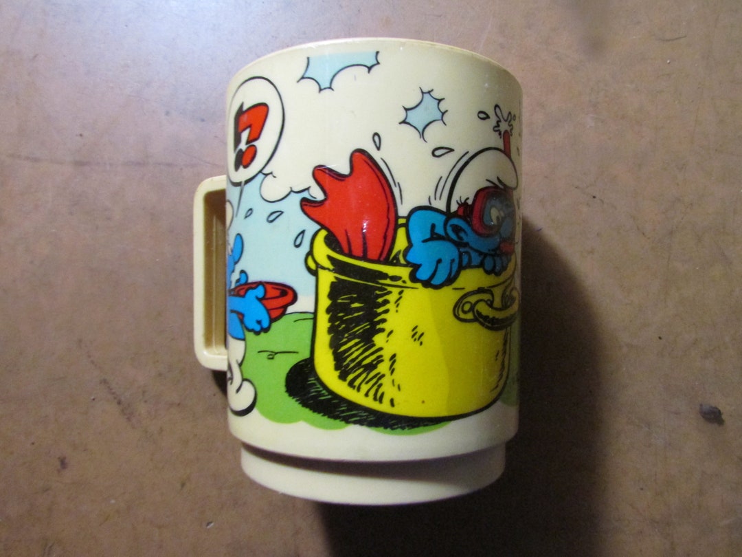 Vintage 1980 Smurfs Deka Plastics Cup Mug Smurfette Snorkel Smurf Free ...