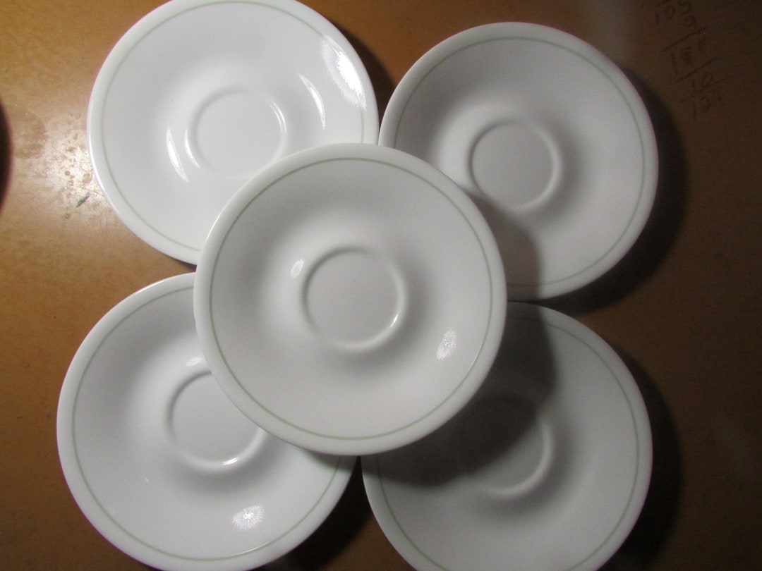 5 Corelle Green Band 6 1/4 Saucer Wildflower Meadow Strawberry Sundae Plate Free USA Shipping - Etsy