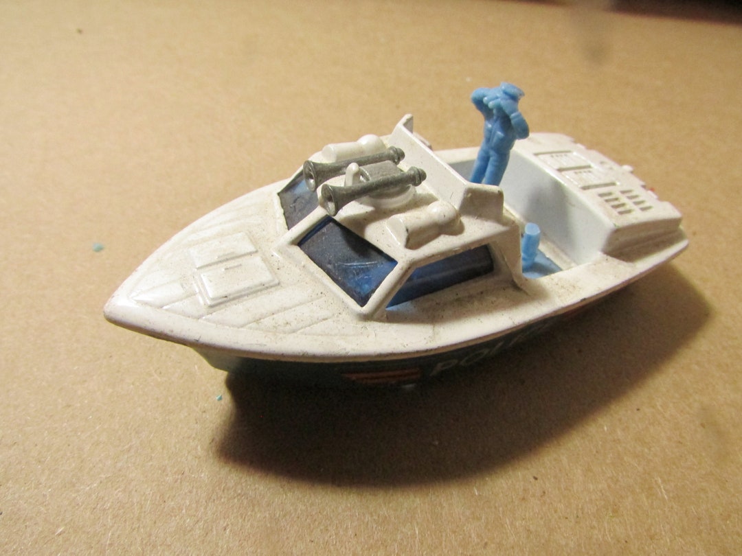 Vintage Matchbox Superfast 52 Police Launch Boat Blue White 1/64 Die ...