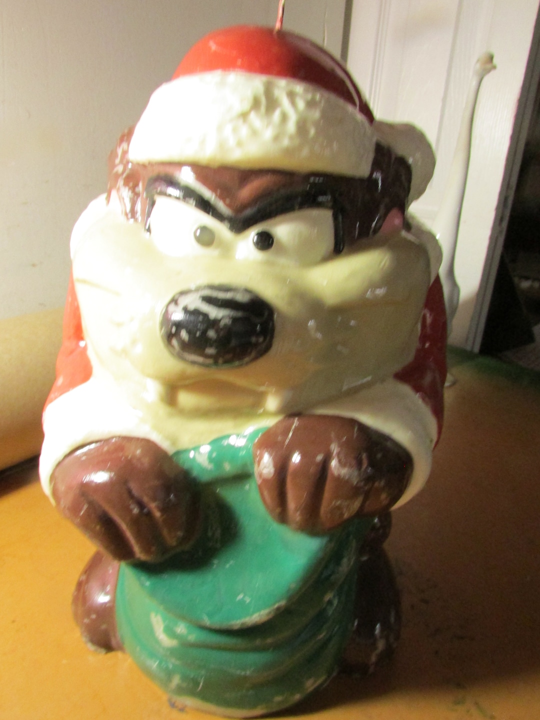 Vintage Looney Tune TAZ Santa Tasmanian Devil Wax Candle Christmas 13 ...