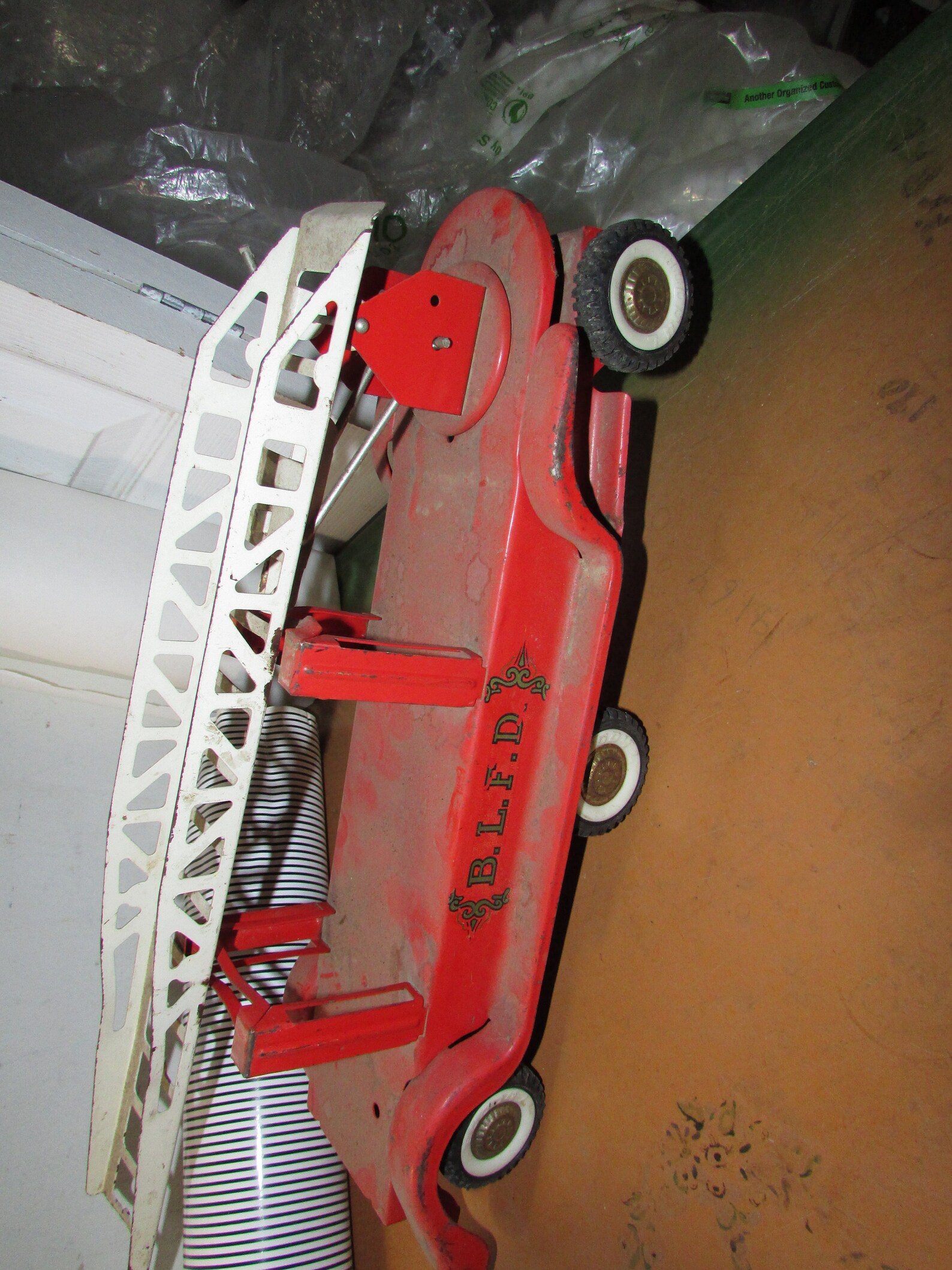 Vintage 1950s Buddy L BLFD #3 Pressed Steel Extension Ladder Fire Truck ...