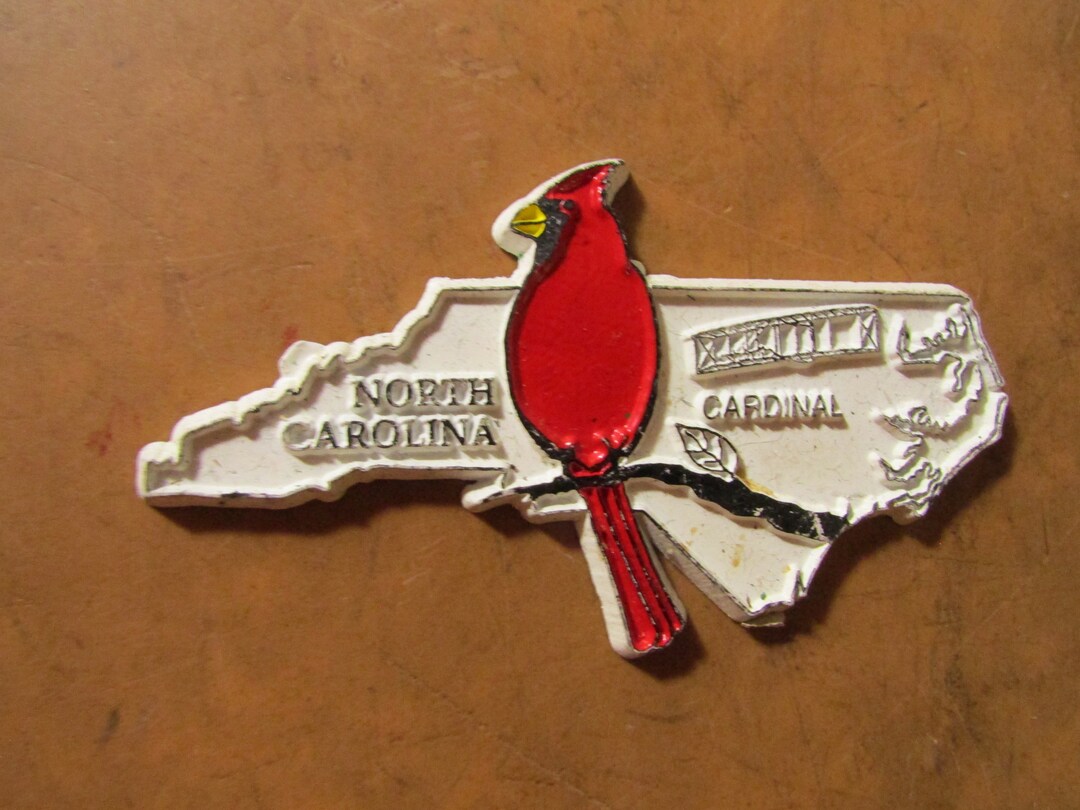 Vintage State of North Carolina Cardinal Green Refrigerator Magnetic ...