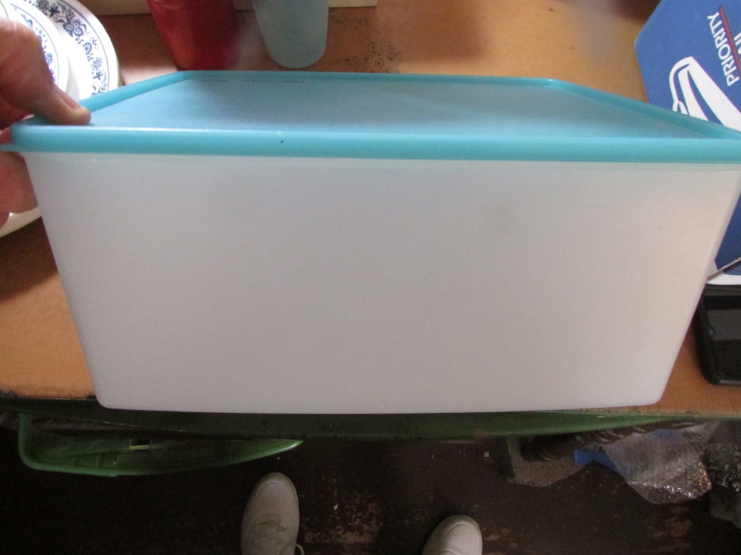 Tupperware Jumbo Pak N Stor #1686 With Teal Lid 11 X 9 X 5 Pre Owned ...