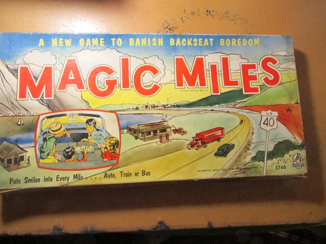 Vintage 1956 Magic Miles Car Game Hassenfeld Bros Hasbro Board Game ...