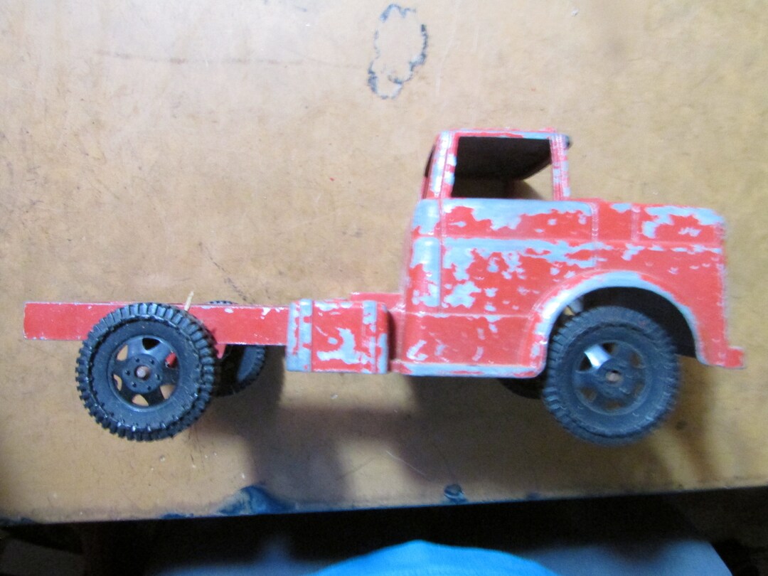 Vintage Pressed Steel Red Truck Restore Project 7 Inches Long Die-cast ...