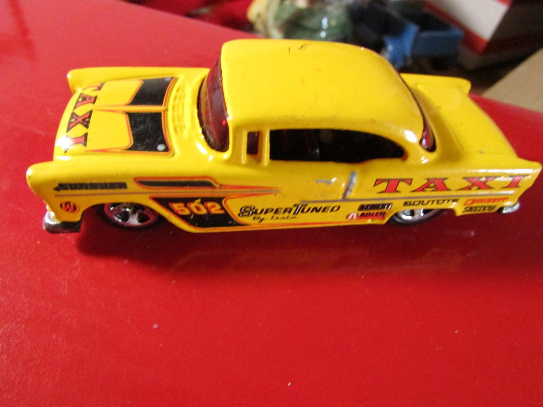 Hot Wheels 55 Chevy Taxi Yellow Car Truck 1/64 Die Cast Free USA ...