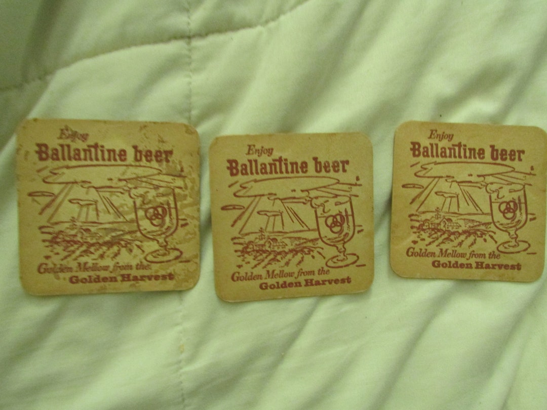 3 Ballantine Beer Golden Harvest Beer Coasters Barroom Man Cave Bar ...