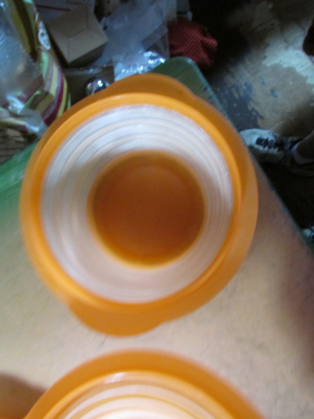 Tupperware ORANGE 4 Cup Flat Out Collapsible Storage Bowls Seals 5453A ...