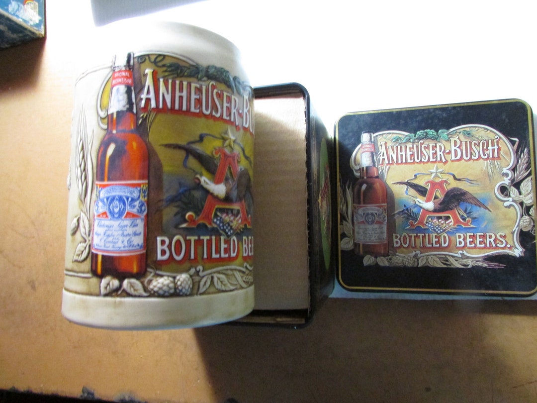 Anheuser Busch Limited Edition Bottled Beers Stein Mint in Tin Box Free ...