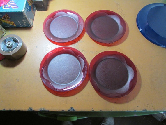 Vintage Tupperware Open House Dessert Plates 8 Set 4 RED | Etsy