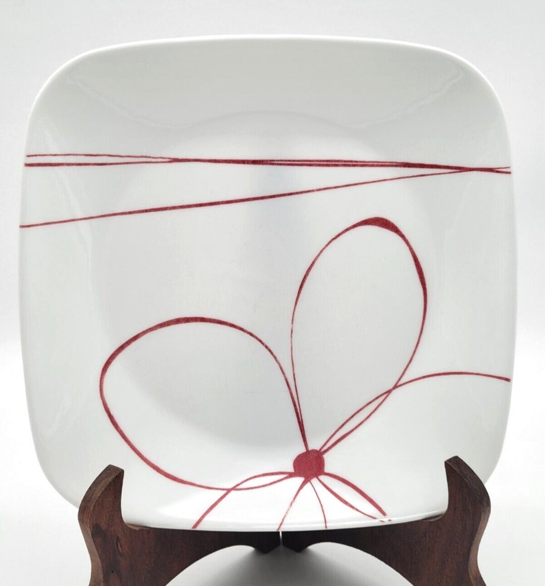 Corelle Red Daisy Days 9 Square Luncheon Plate Red & White Floral Free ...