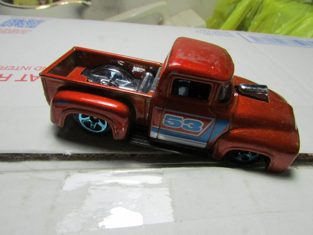 Hot Wheels Custom 56 Ford Pickup Orange Car Truck PRE-OWNED 1/64 Die ...