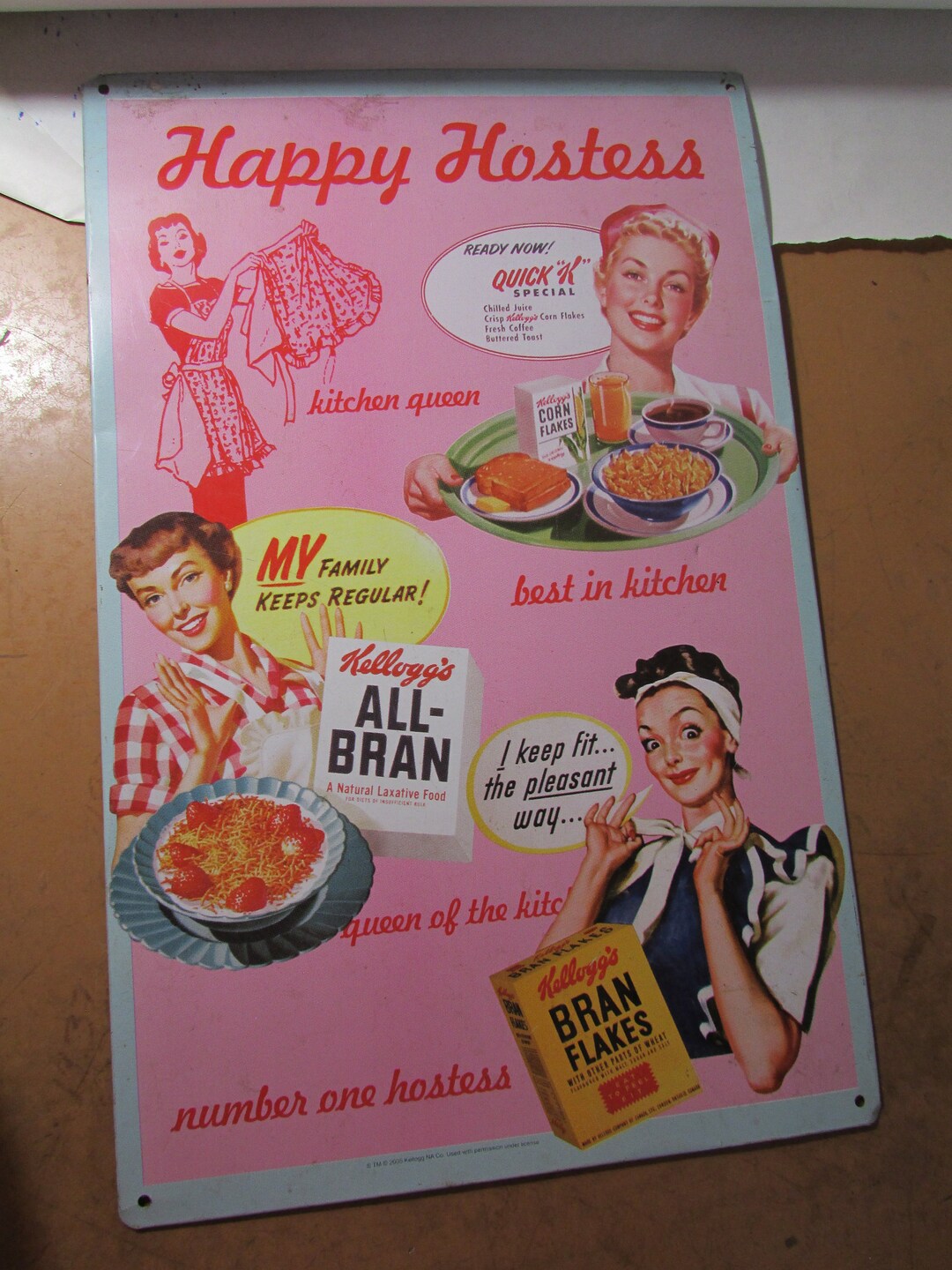 Happy Hostess Kellogg's Advertising Tin Sign Free USA Shipping - Etsy