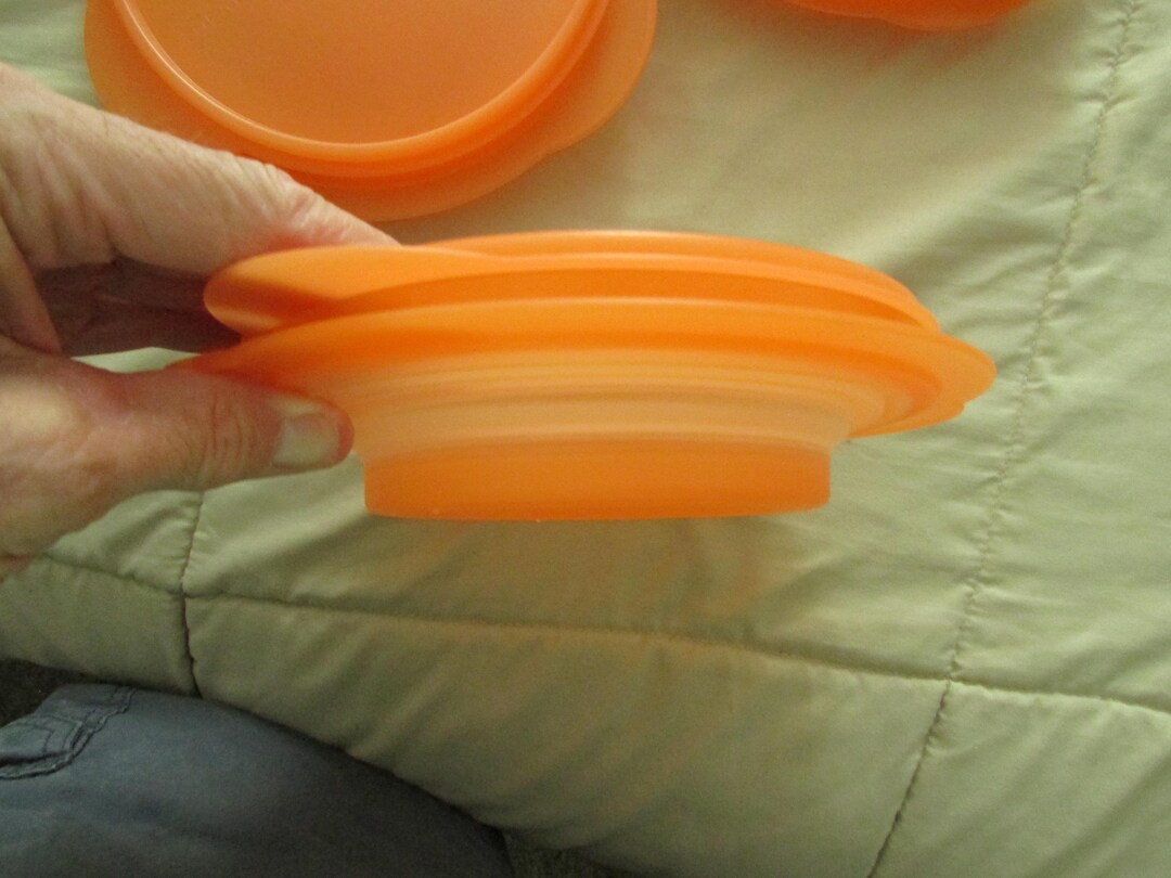 Tupperware Flatout Collapsible Bowls Set of 3 Orange 5452A Pre Own Free ...