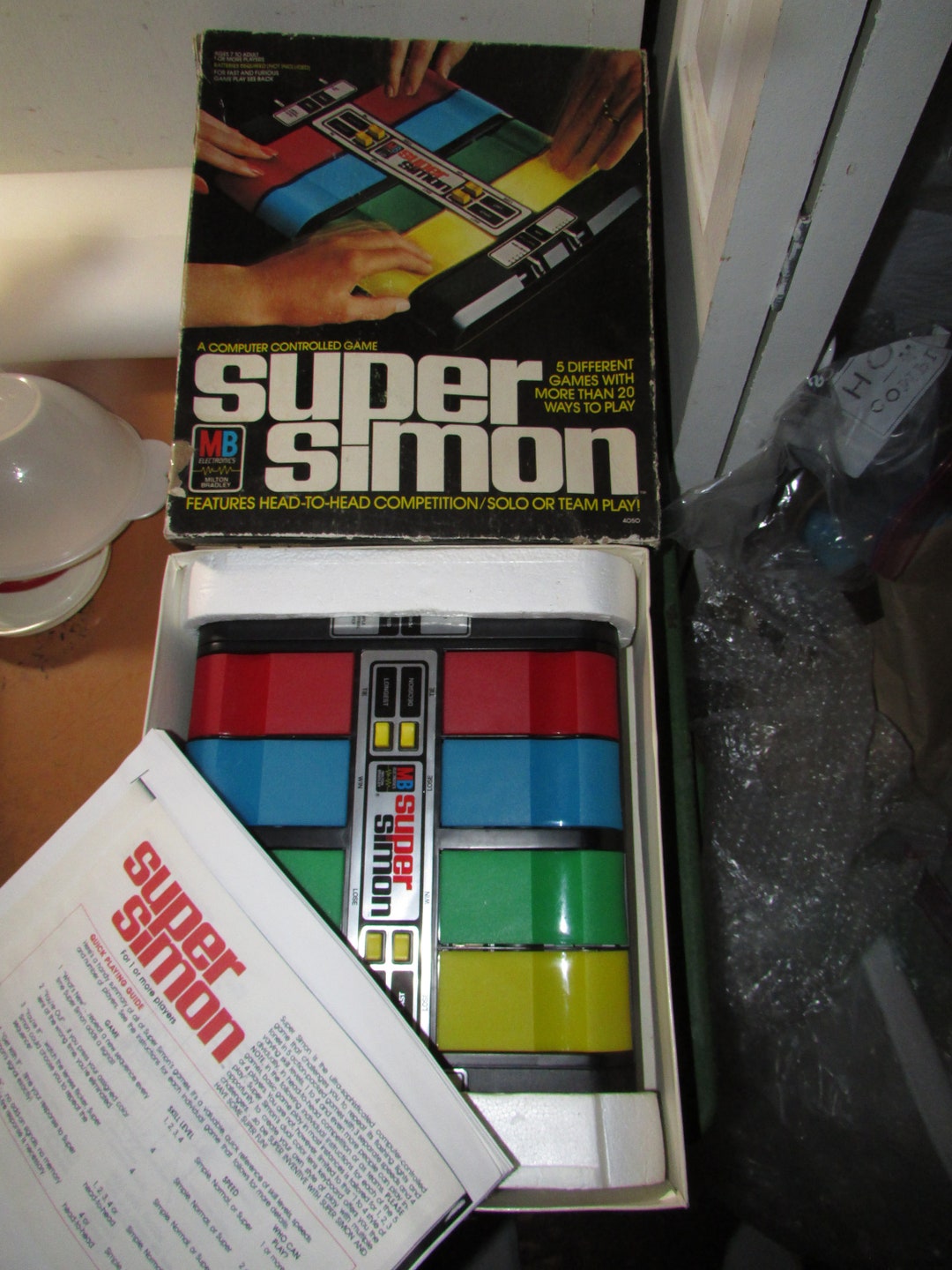 Super Simon Electronic Memory Game 1979 Milton Bradley Vintage Battery ...