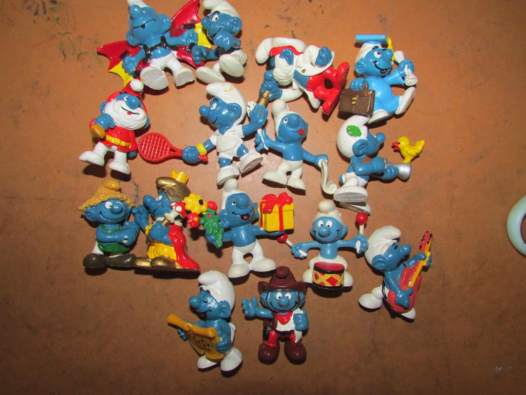 15 Vintage Blue Smurfs Figurines 1970'S 1980'S PVC Figures Free USA ...