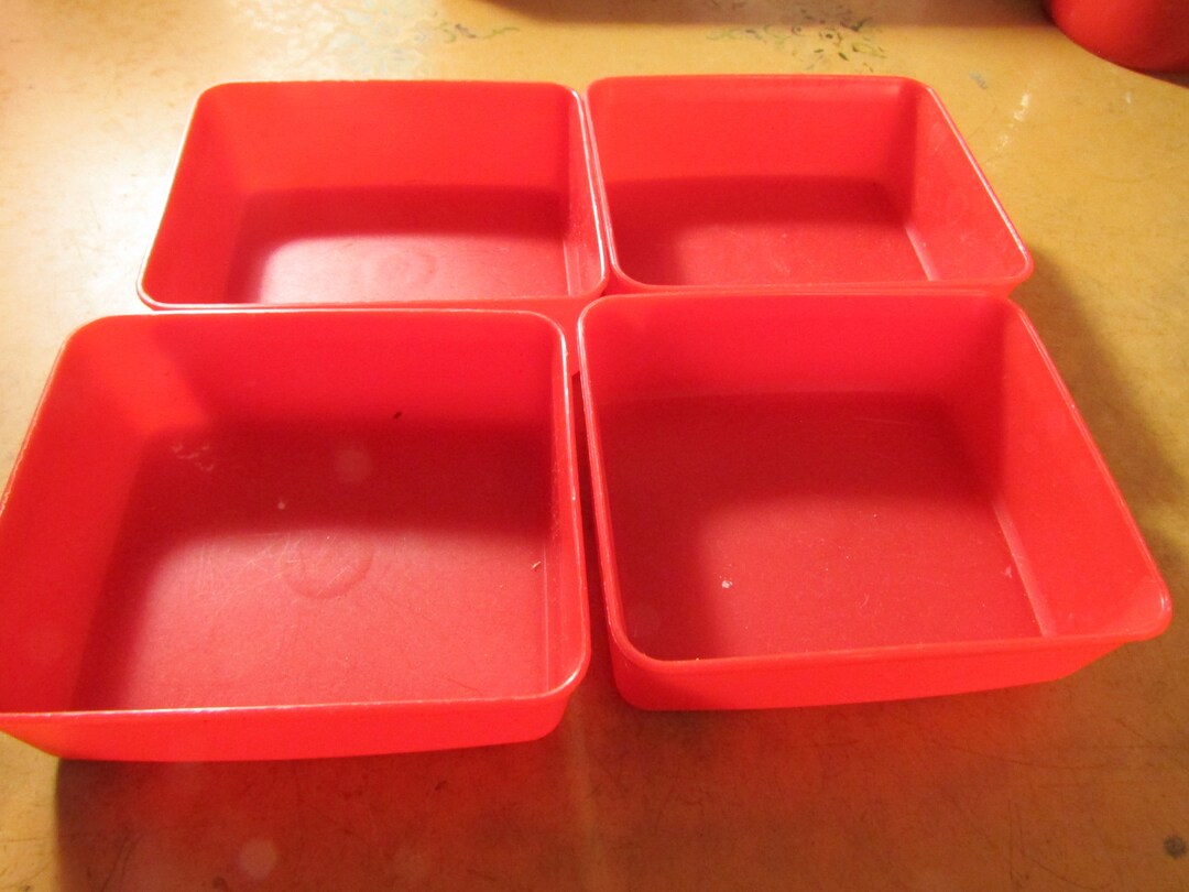 Small Red Tupperware Storage Containers Lot of 4 1516 Replacement Pre ...