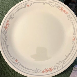 CORELLE CORNING Sandstone Tulip Rose Pattern Set of 7 Dinner Plates 10 ...
