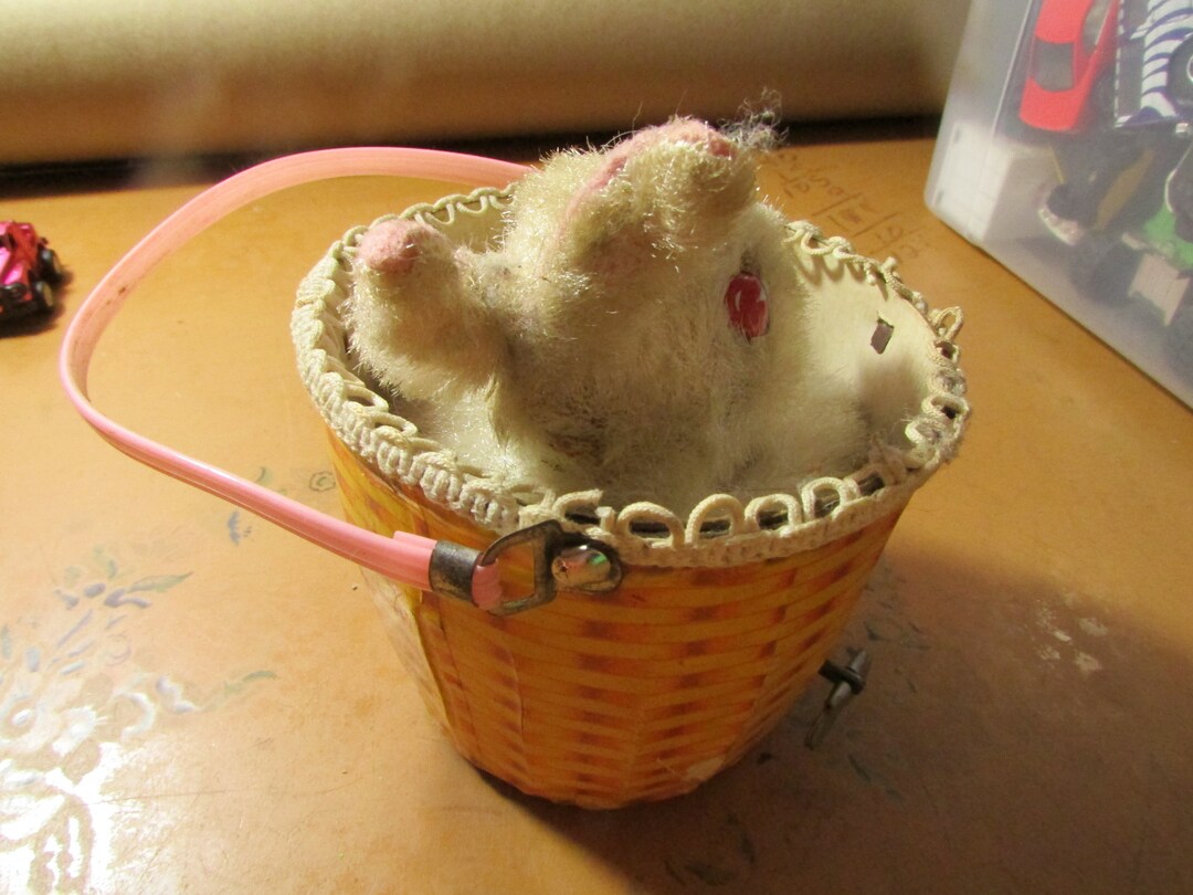 Vintage Tin Windup Rabbit in Basket Works When It Wants to Free USA ...