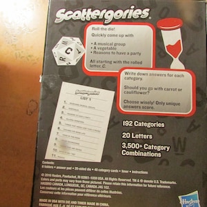 Scattergories Board Game 16 Ages 13 + 2-6 Players Complete Free USA ...