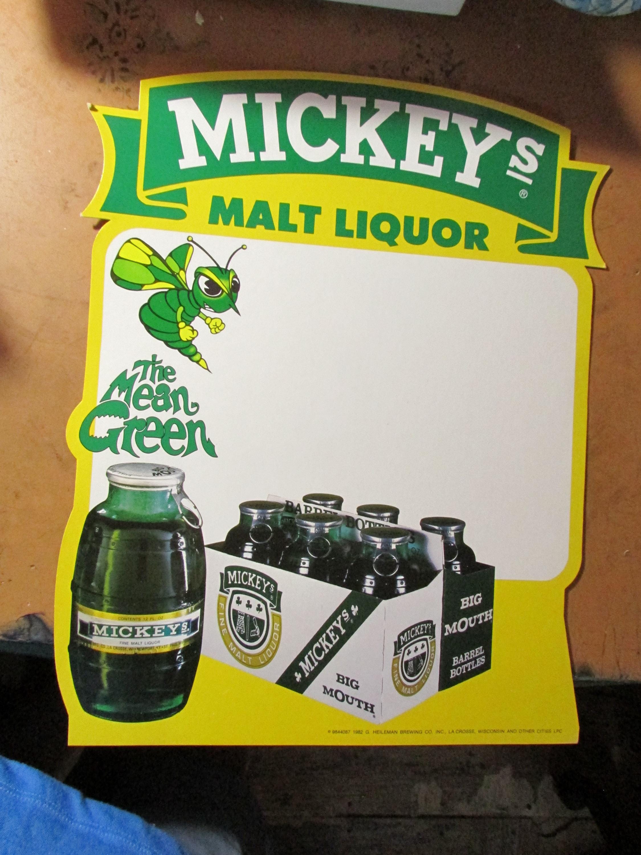 1982 Mickey's Malt Liquor Beer Store Cardboard Paper Counter Display ...