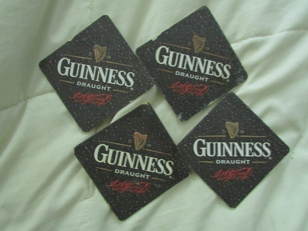 4 Guinness Draught Beer Coasters Barroom Man Cave Bar Advertising Free ...