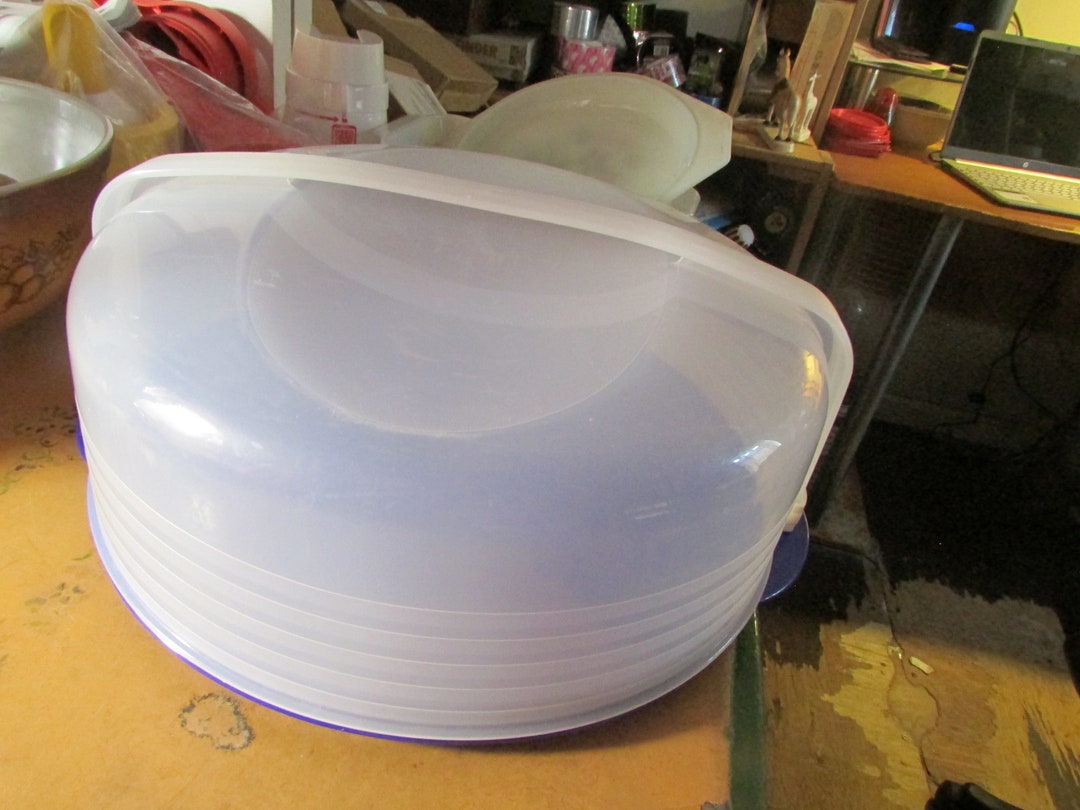 Tupperware Bake-n-take Cake Pie Carrier Blue W Dome Lid 3062 for 10 ...