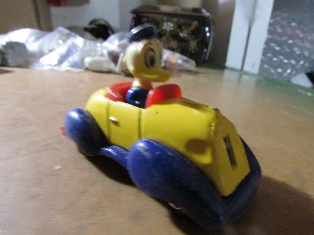 Vintage Walt Disney Donald Duck Yellow Blue Car 1/64 Die-cast Toy Free ...