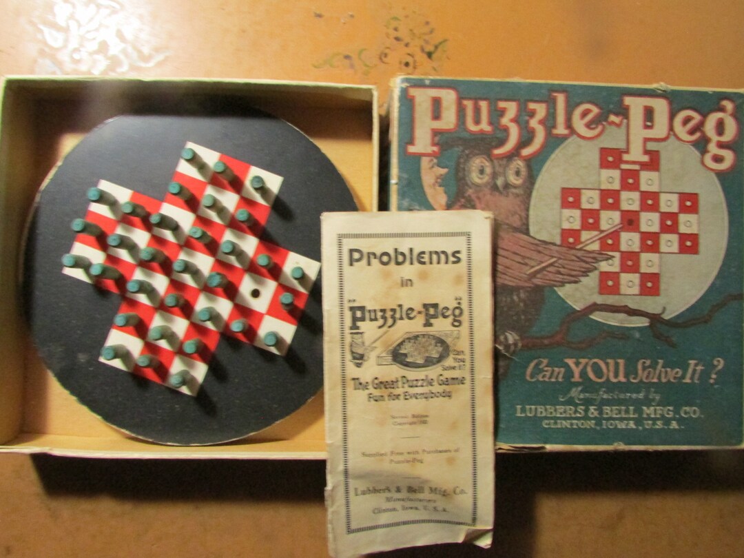 1922 Lubbers & Bell Mfg Puzzle Peg Game Complete Game Free USA Shipping ...