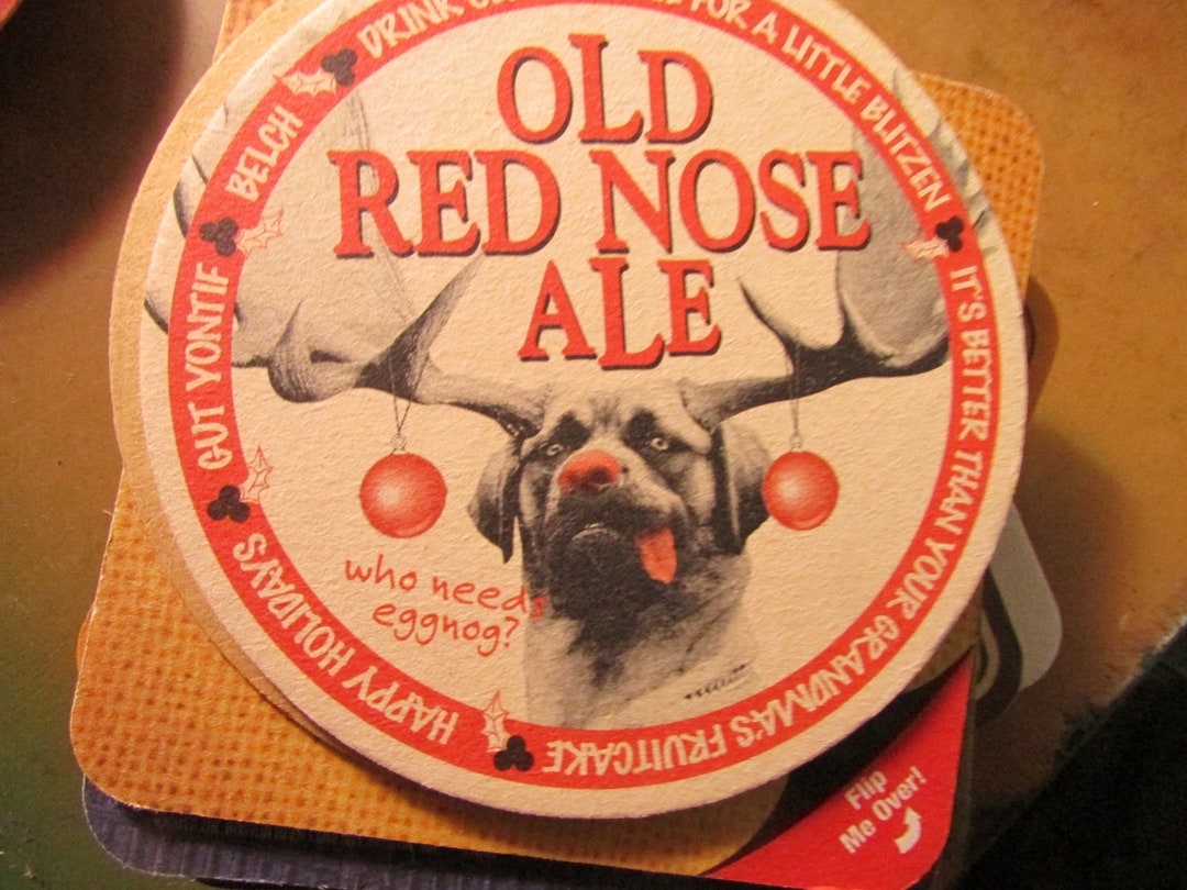 Old Red Nose Ale Beer Coaster Barroom Man Cave Bar Advertising Free USA ...