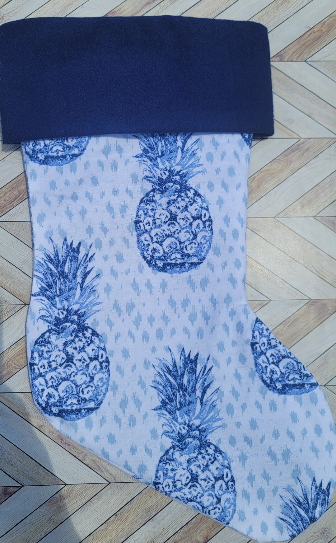 Blue, White,pineapple,tropical Christmas Stocking - Etsy