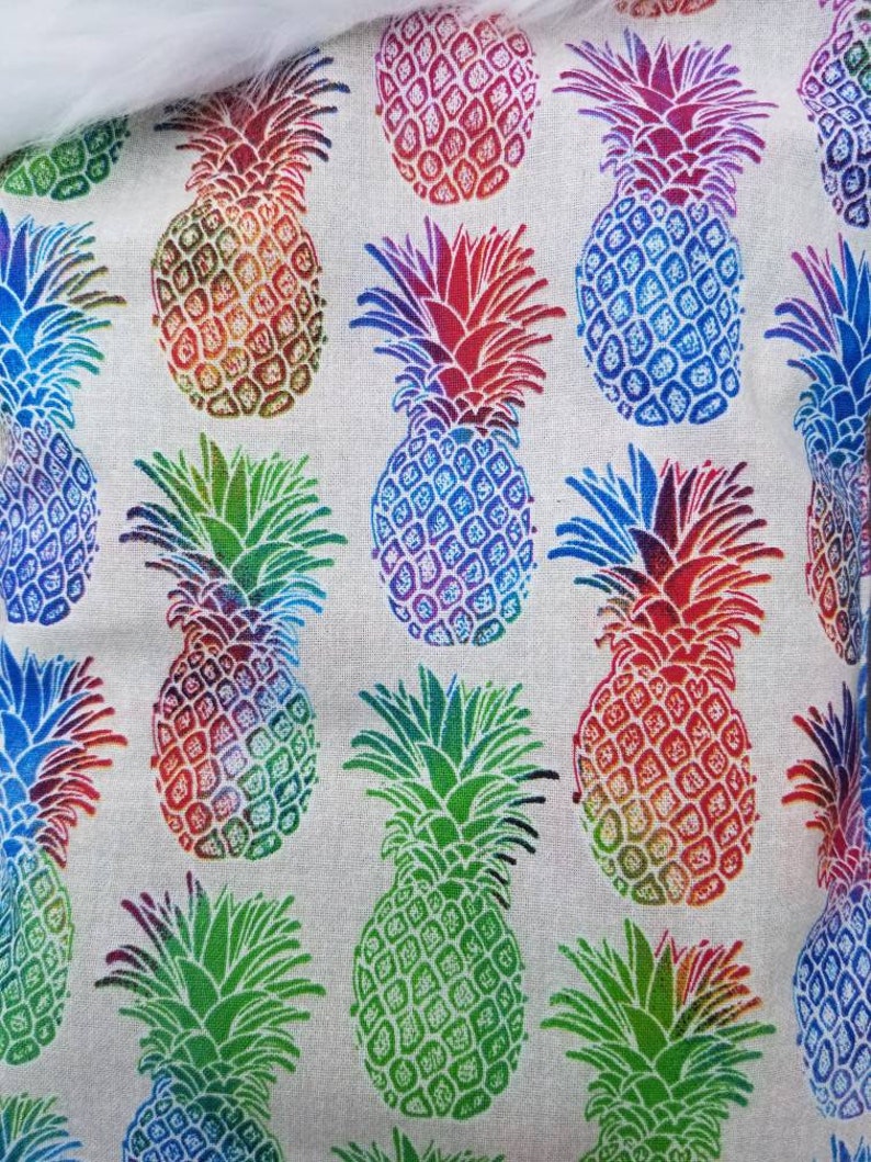 Rainbow, Tropical Pineapple, 17 Inch Fully Lined Faux Fur Trimmed ...