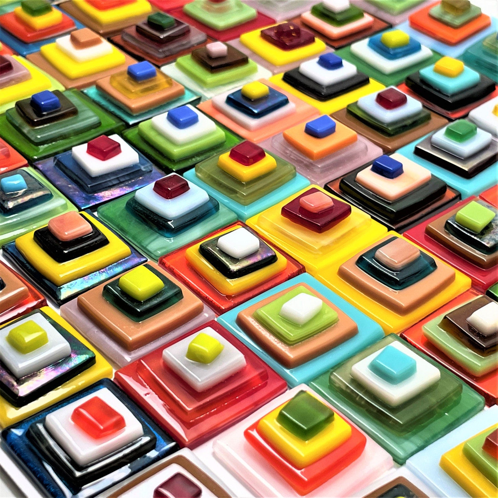 FUSED Stained Glass Tiles, Lg, 8pcs, PYRAMID, Assorted - Etsy